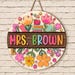 Personalized Teacher Door Sign, Floral Teacher Sign, Classroom Door ...
