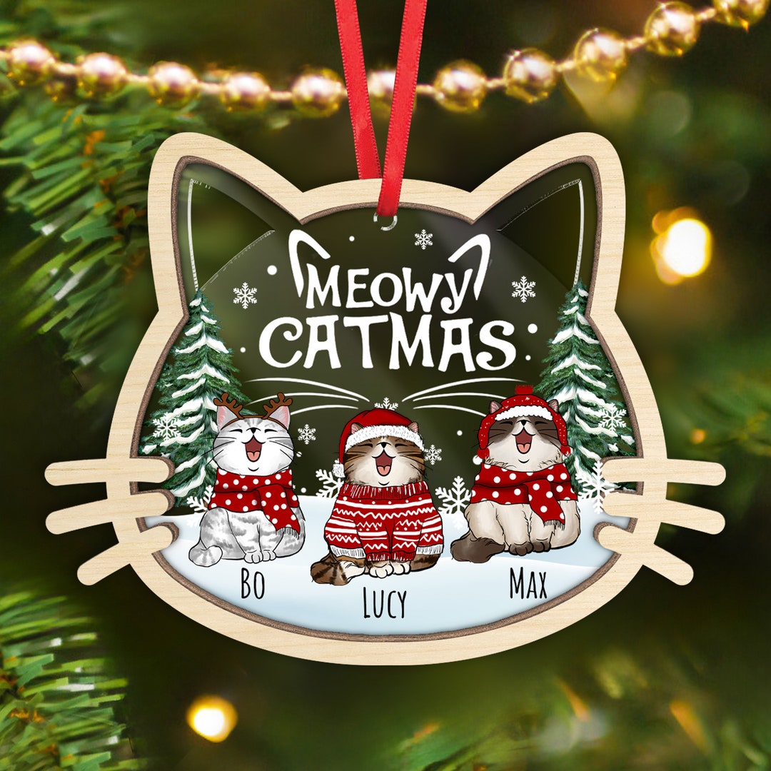 Personalized Cat Christmas Ornament, Meowy Christmas Ornament, Cat ...