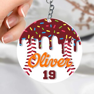 Personalized Baseball Keychain: Custom Drip Design, Sports Bag Tag - Etsy