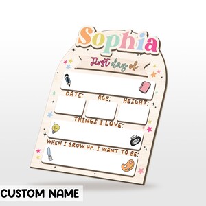 Custom Back to School Gift, First Day of School Reusable School Sign ...