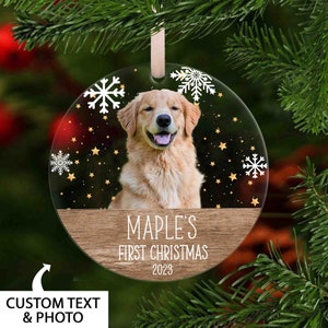 Personalized Dog Photo Ornament, Dog First Christmas Ornament, Puppy ...