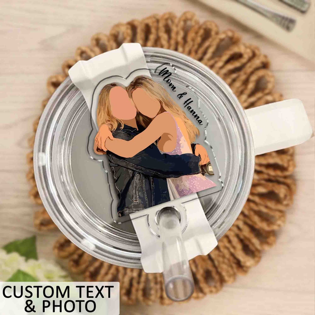 Personalized Mom and Daughter Photo Tumbler Name Tag, Custom Faceless ...
