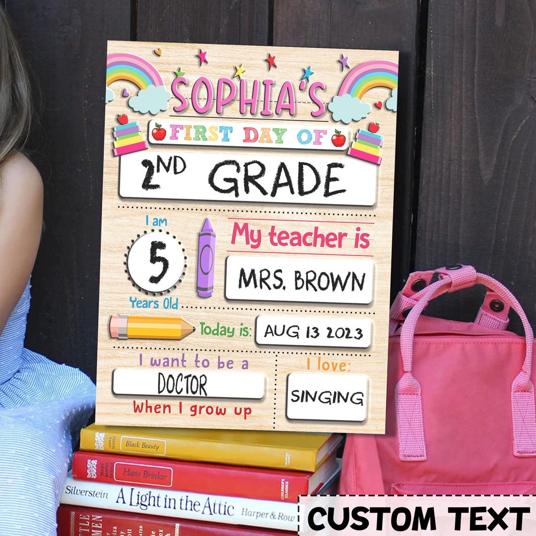 Custom Back to School Gift, First Day of School Wooden Reusable School ...
