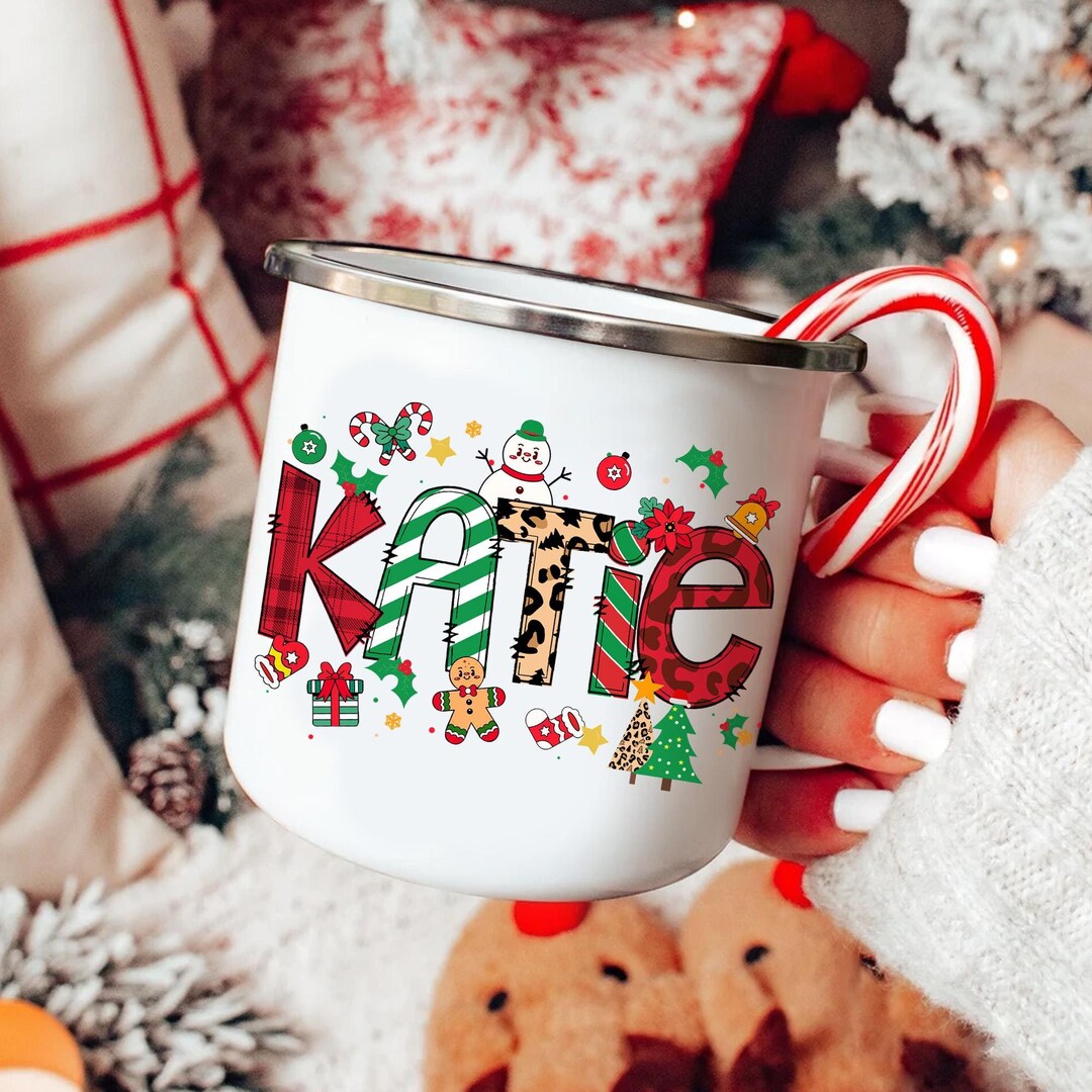 Personalized Christmas Mug for Kids, Custom Kids Name Alphabet ...