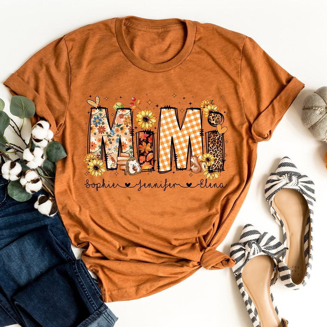 Mimi Fall Shirt, Personalized Grandma Shirt With Grandkids Names ...