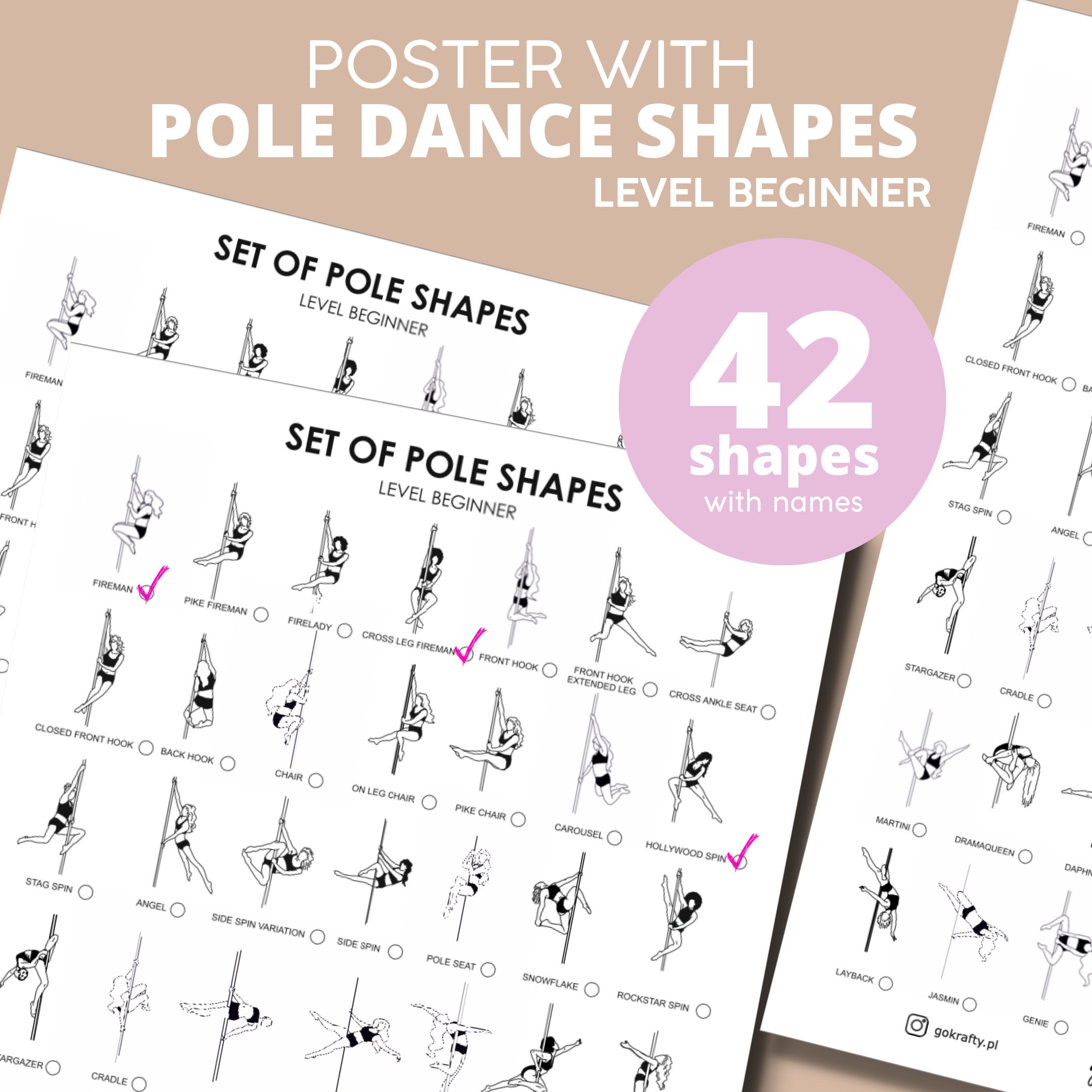 Printable Poster Pole Dance Shapes Level Beginner - Etsy