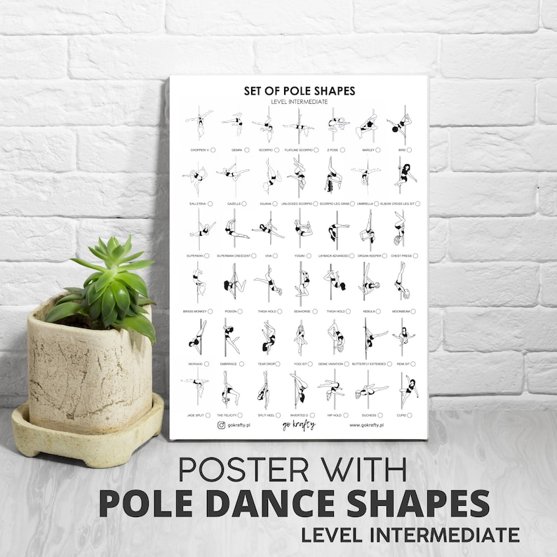 Printable Poster Pole Dance Shapes Level Intermediate - Etsy
