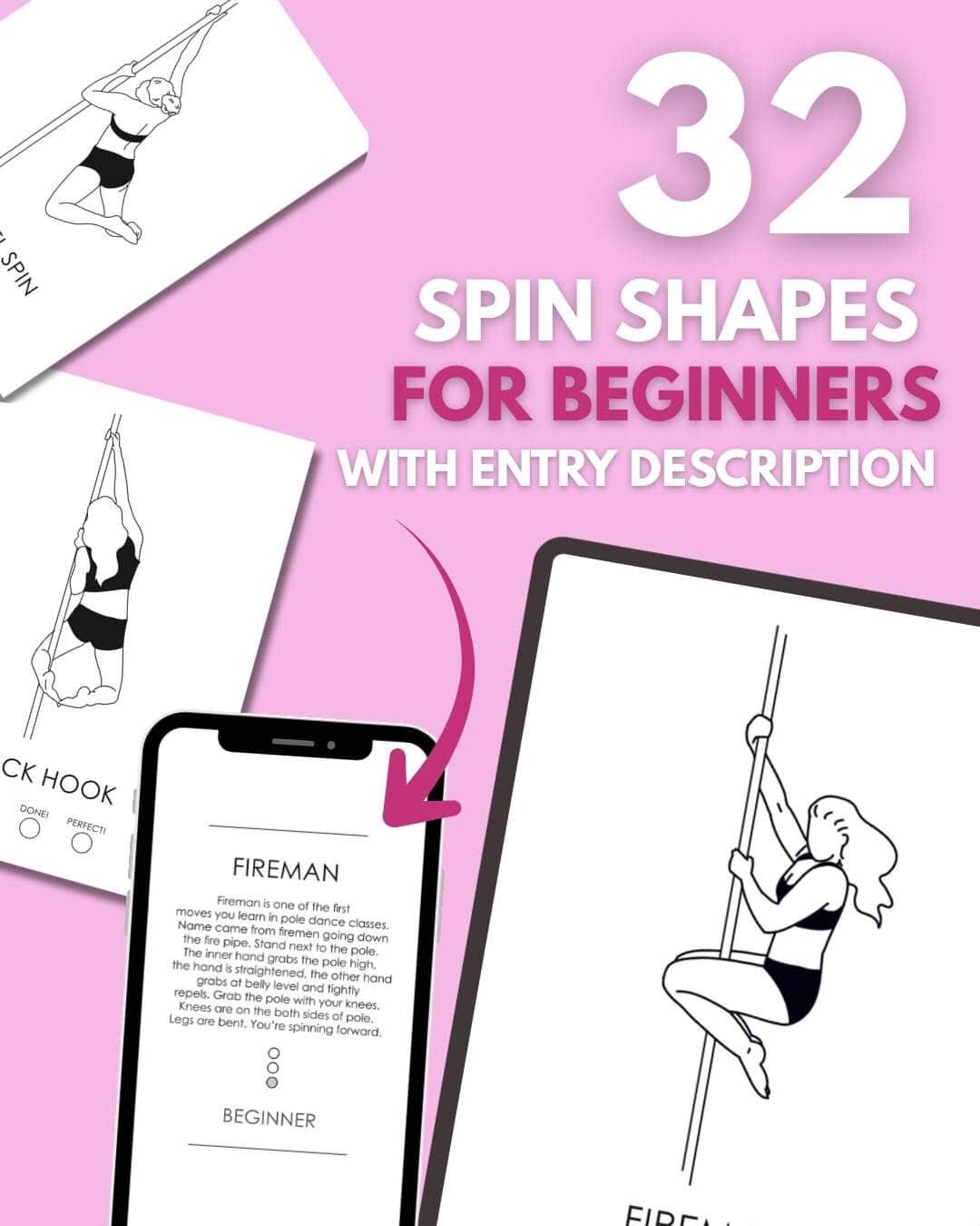 32 POLE CARDS for Beginners (spin Shapes) - Etsy UK