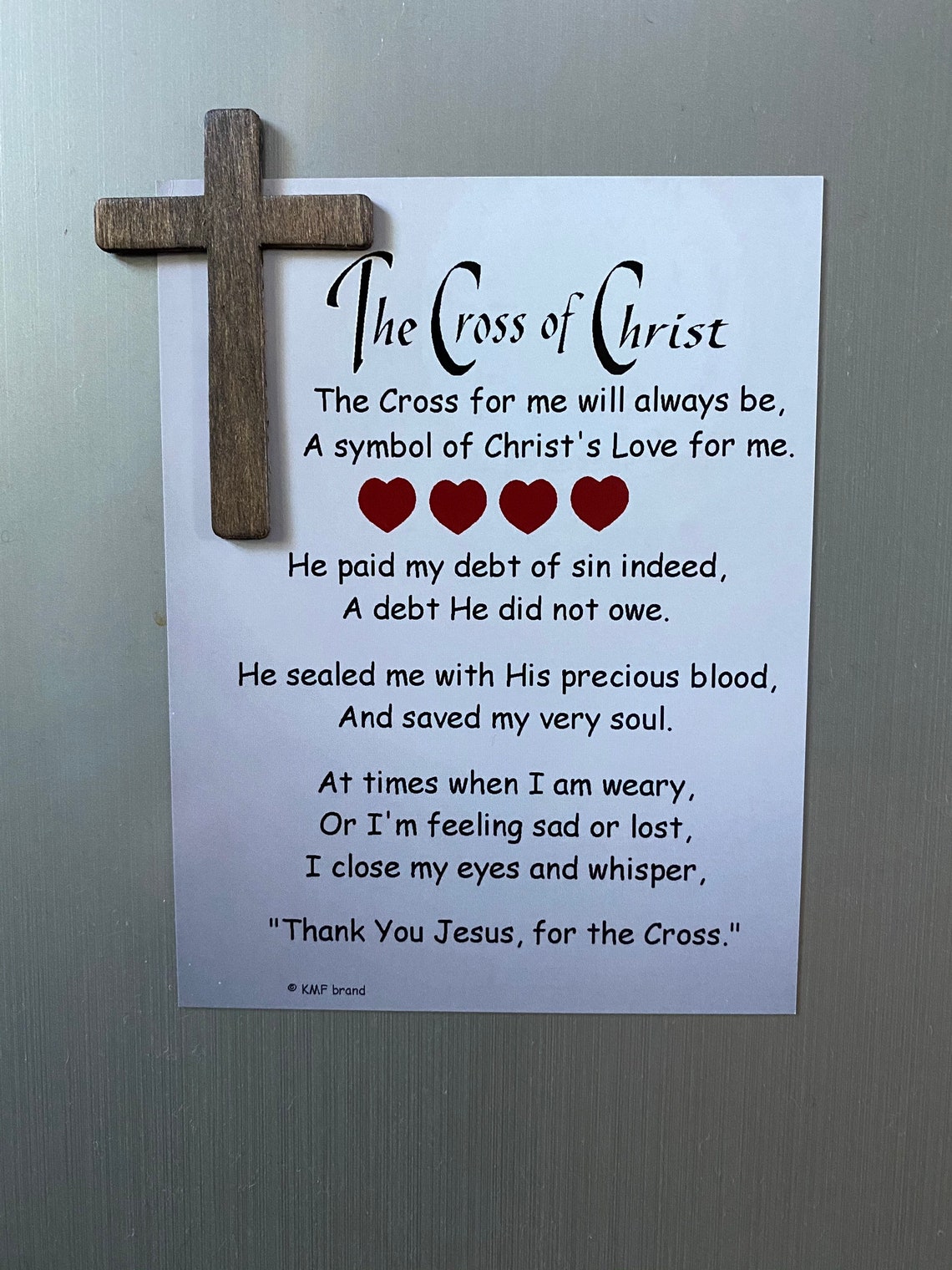 MagnetThe Cross of Christ Poem with Wooden Cross | Etsy