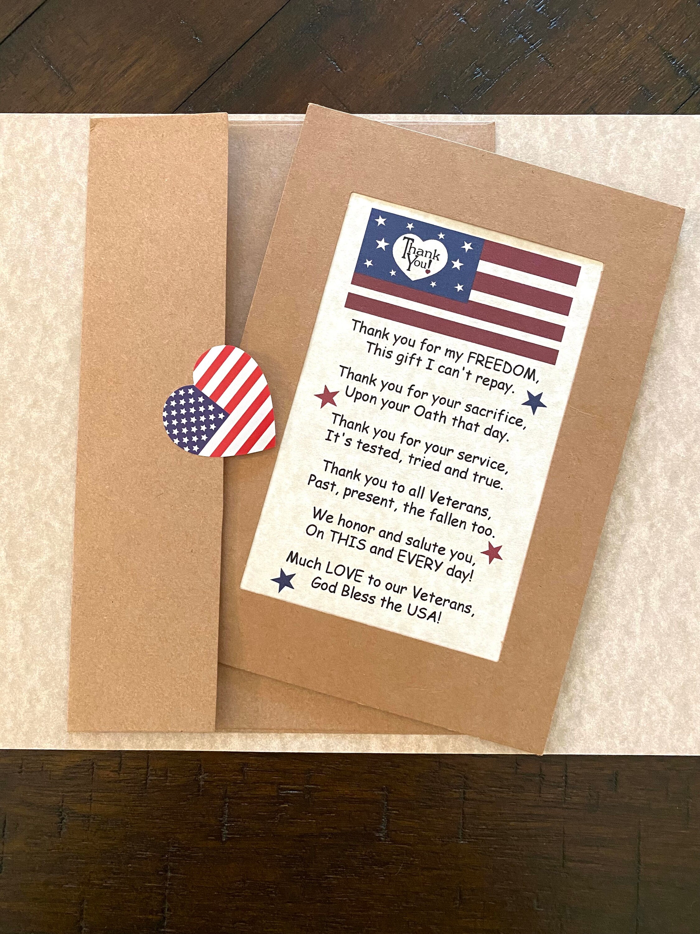 Veterans “thank You” Gift, Gifts Under 10, Veterans Gift, Veterans Day ...