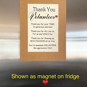 Thank You Volunteer Gift, Gifts Under 10, Volunteer Gifts, Volunteer ...