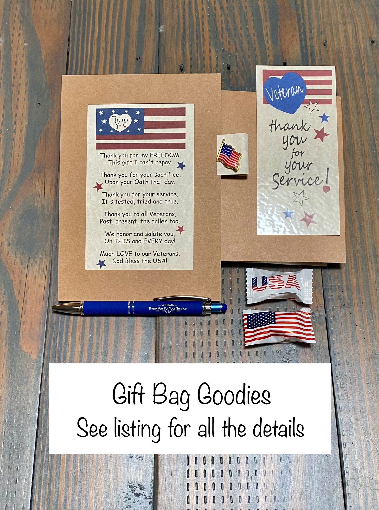 Large Veterans Gift Bag, Veterans Gift, Veterans Day Gift, Thank You ...