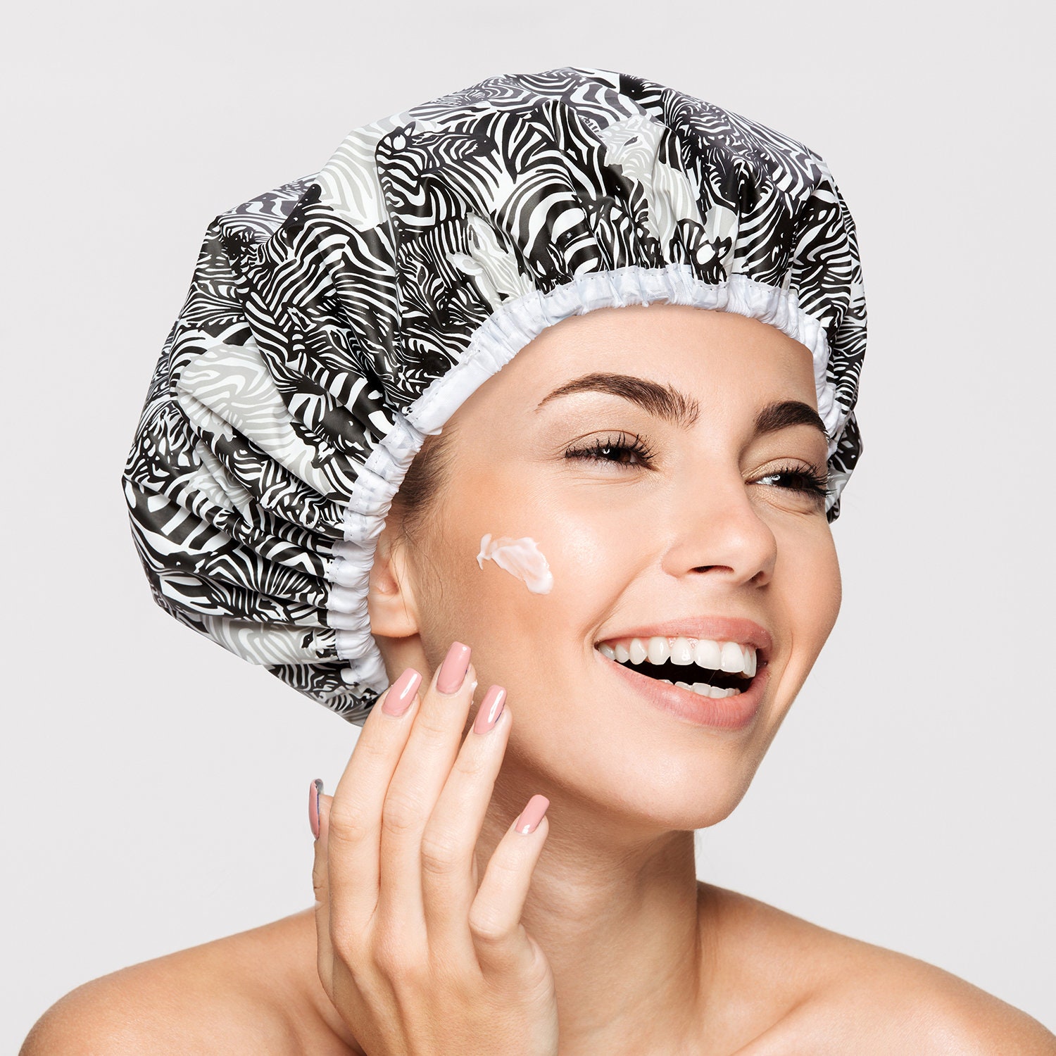 Bodylife Bath Shower Cap With Terry Cloth Lining Dazzling Zebra s 30cm Etsy UK