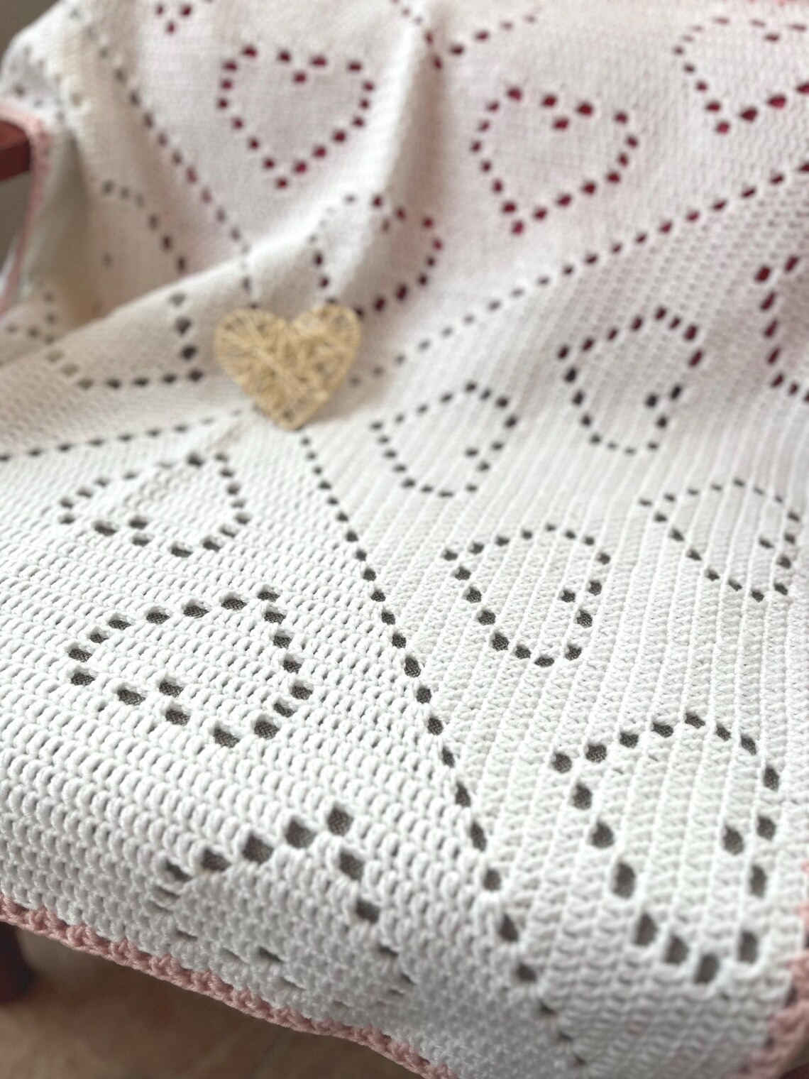 Easy Crochet Baby Blanket Pattern Modern Filet White Afghan: Bambino ...