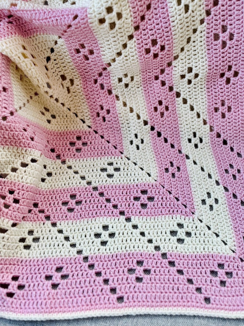 Easy Crochet Baby Blanket Pattern Bambino Candy Filet Design (PDF ...