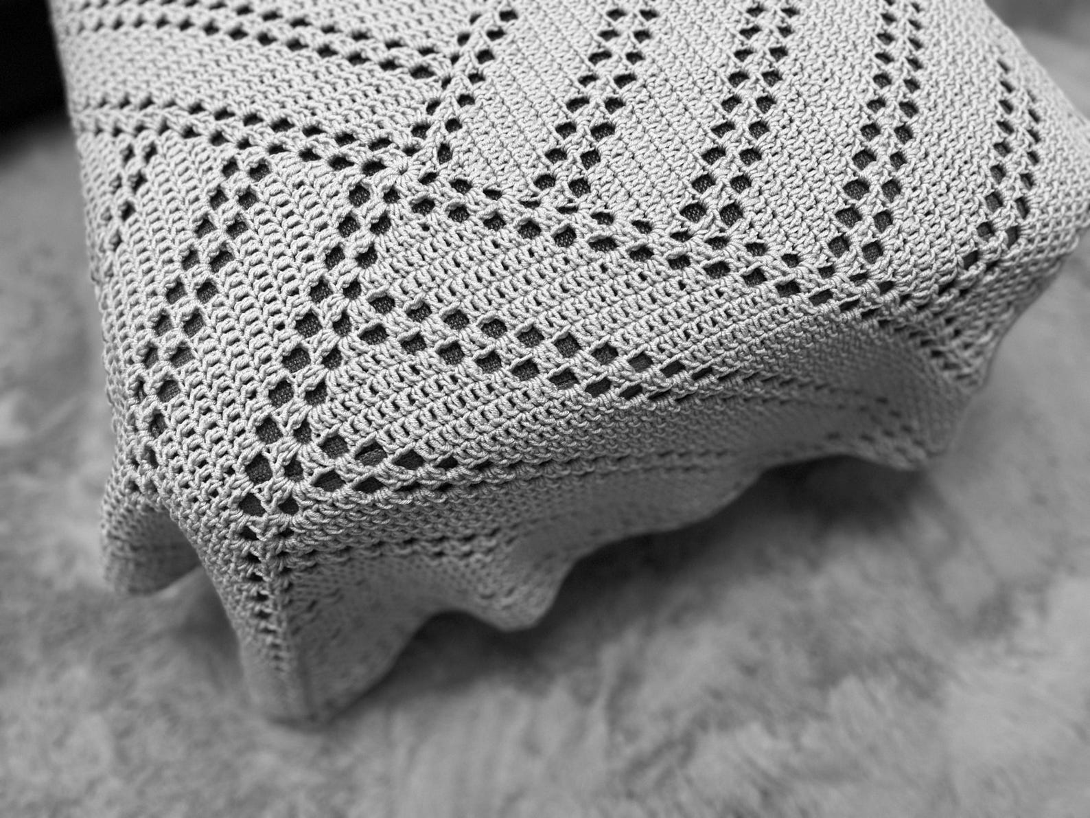 Crochet Pattern Modern Granny Square Filet Baby Blanket: Double Trouble ...