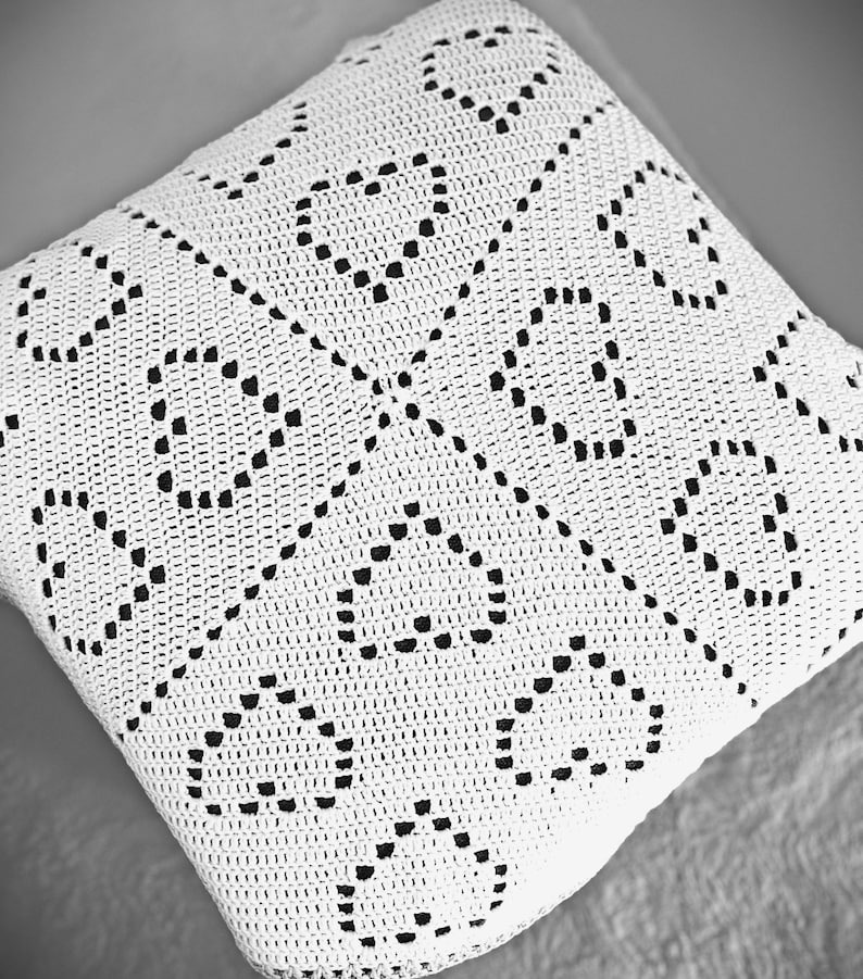 Easy Crochet Baby Blanket Pattern Modern Filet White Afghan: Bambino ...