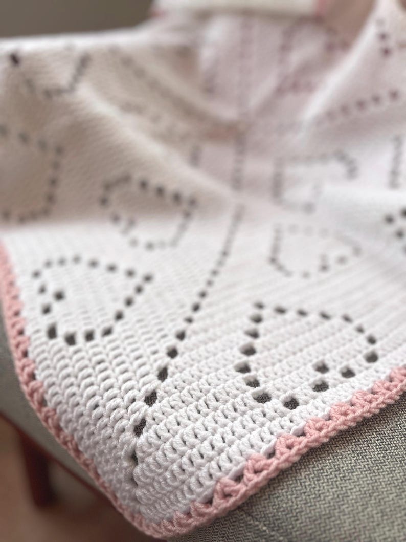 Easy Crochet Baby Blanket Pattern Modern Filet White Afghan: Bambino ...