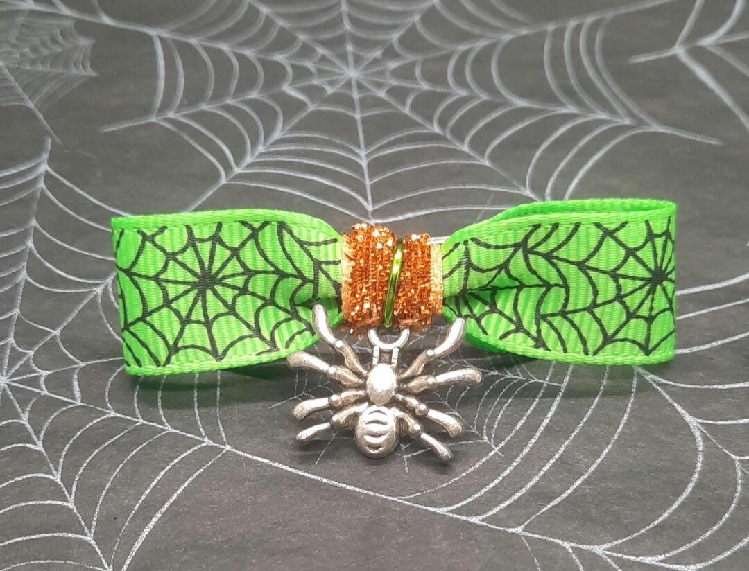 Green Spider Web Hair Bow Barrette Hair Clip With Spider Charm - Etsy