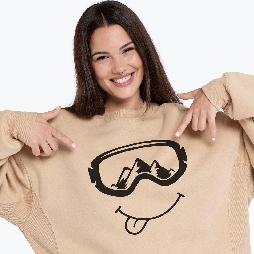 Smiley Face Ski Sweatshirt: Winter Apres Ski Crewneck - Etsy