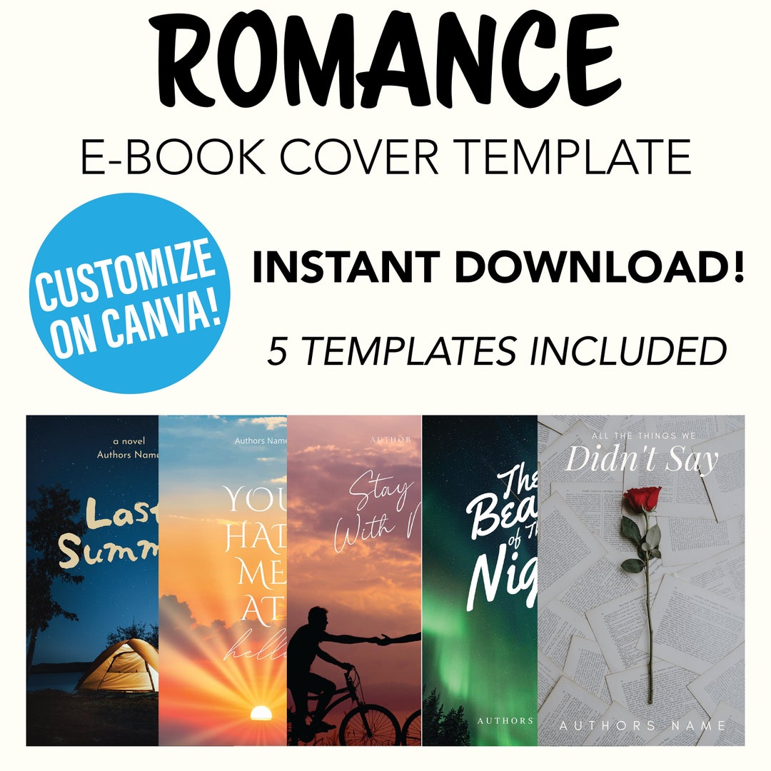 E-book Cover Template, Romance Novel Template, Canva Book Template, DIY ...