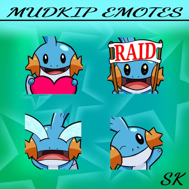 Mudkip Emote Set - Etsy