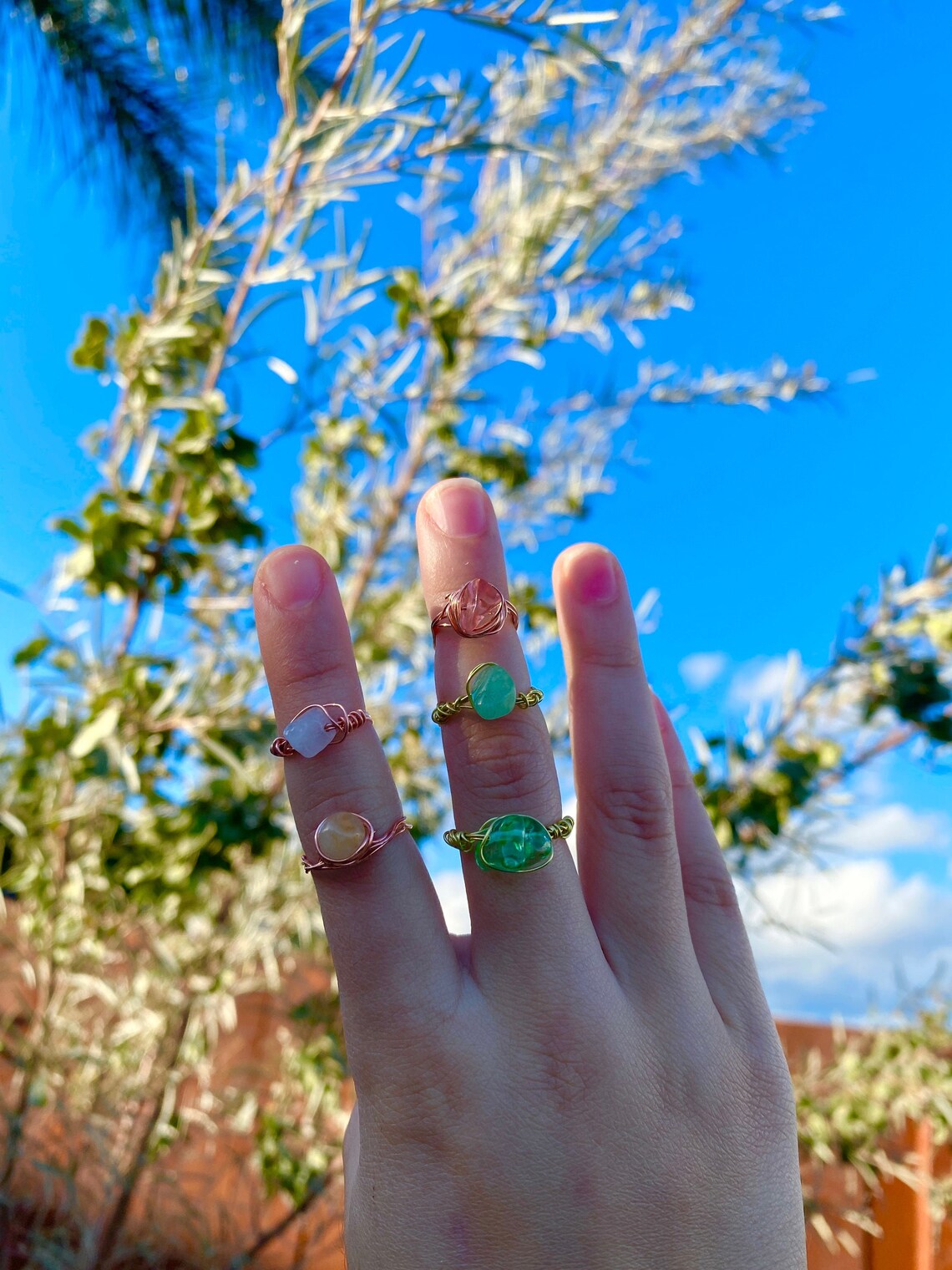 Custom Crystal and Wire Rings Aesthetic Jewelry - Etsy