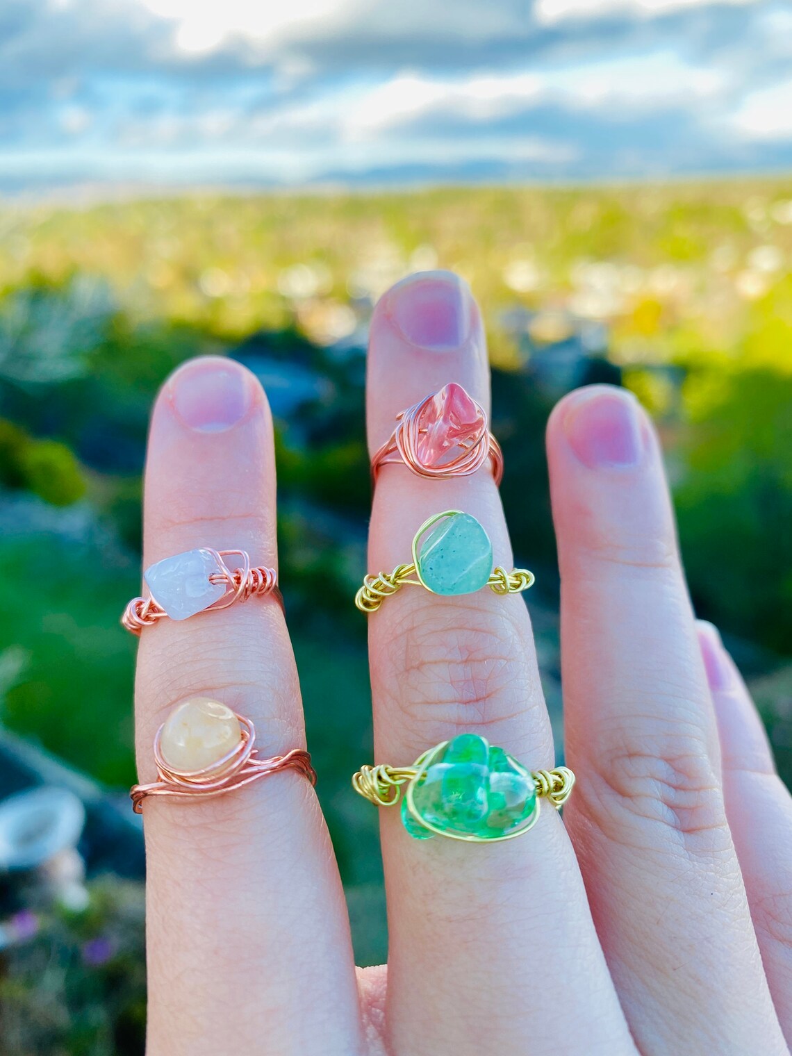 Custom Crystal and Wire Rings Aesthetic Jewelry - Etsy