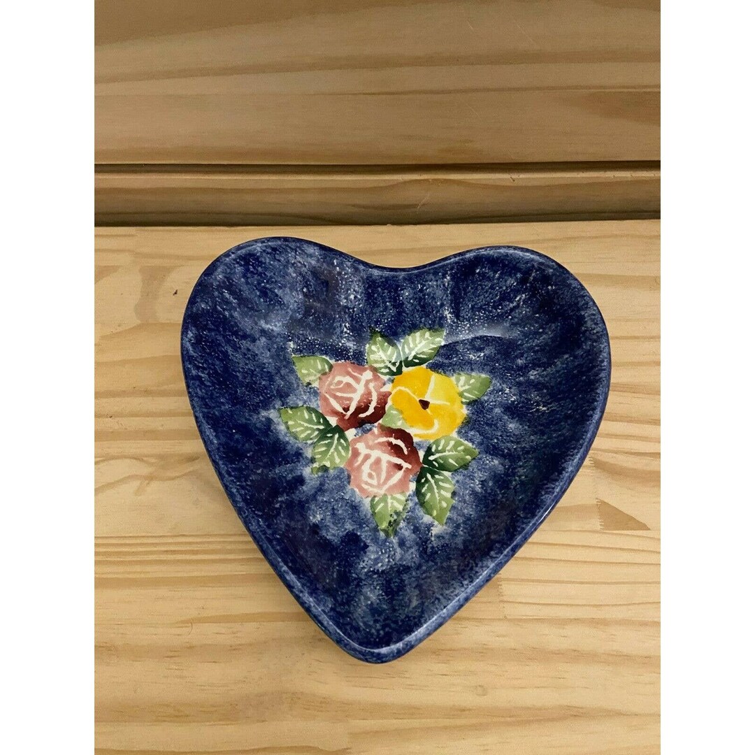 ANCORA Italian Pottery Heart Shape Ceramic Bowl Handpainted Flowers - Etsy