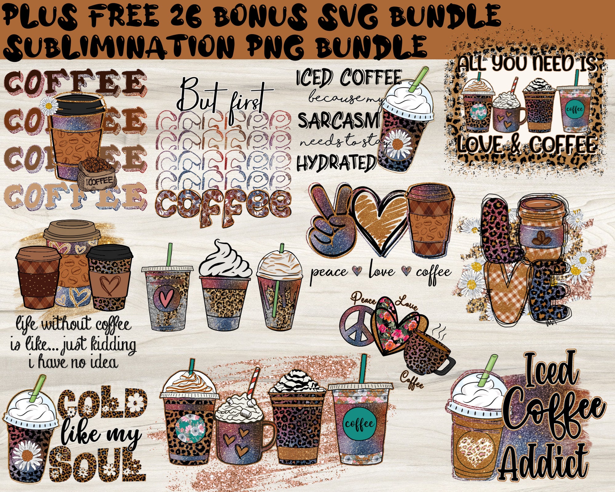Coffee Sublimation Designs Png Designs Coffee Clip Art - Etsy