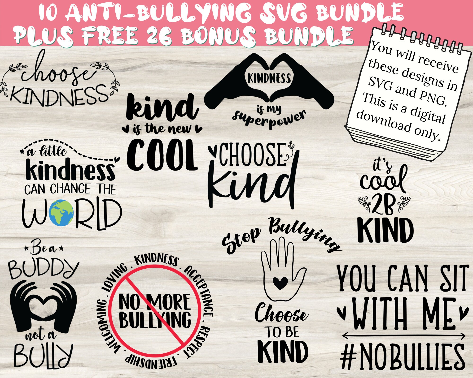 Anti Bullying Svg Bundle Stop Bullying Svg Be Kind Svg | Etsy Canada