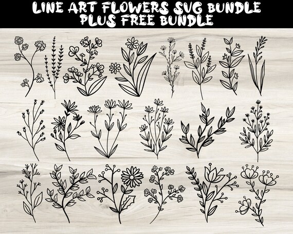 Hand Drawn Flowers Flower Svg Daisy Svg Rose Svg Rose - Etsy