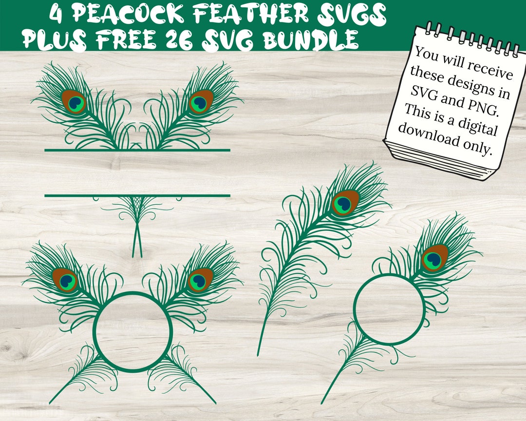 4 Peacock Svg, Peacock Feather Svg, Feather Svg, Peacock Clipart ...