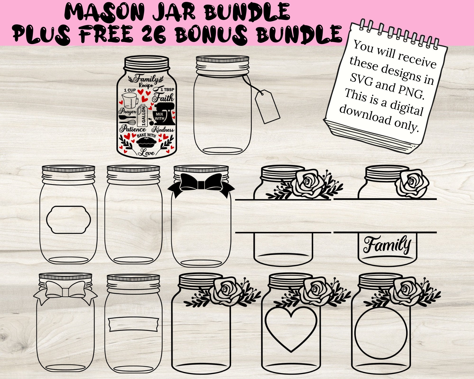 12 Mason Jar Svg Jar Svg Mason Jar Clipart Kitchen Svg - Etsy Australia