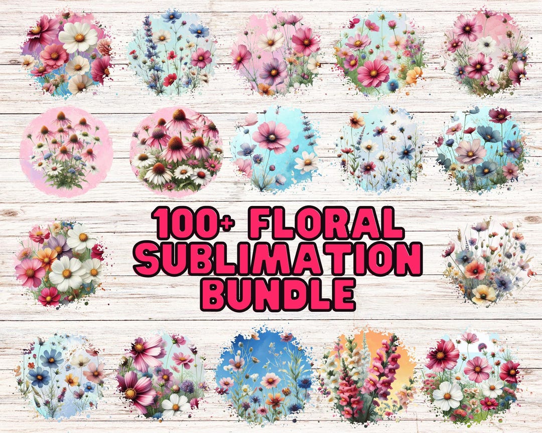 100 Floral Watercolor Flower Sublimation Designs, Png Files for ...