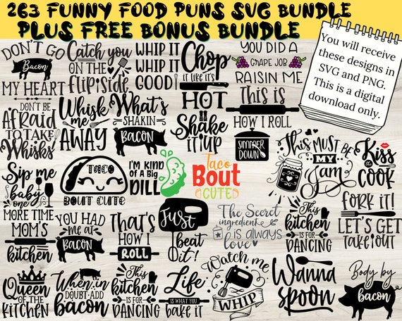 263 Funny Kitchen Quotes Svg Bundle Food Pun Svg Kitchen Svg - Etsy India