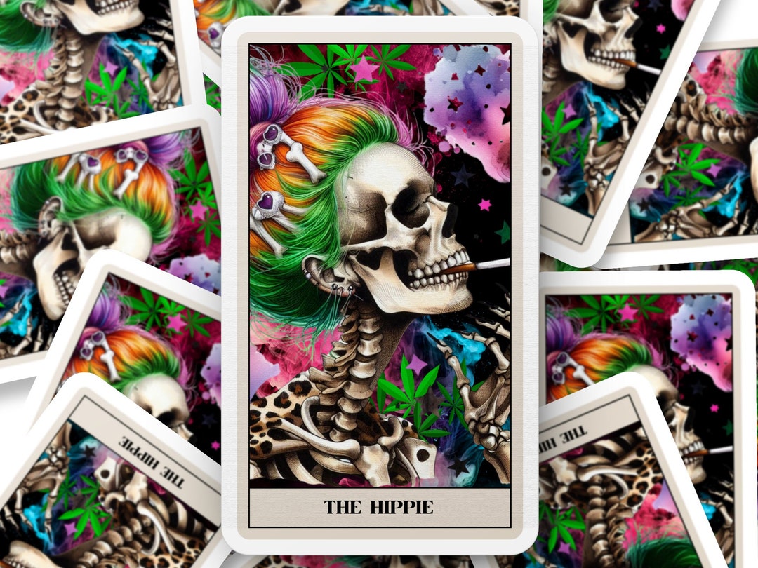 The Stoner Skeleton Tarot Card, Wolorful Witchy Weed, Pot, Hippie ...