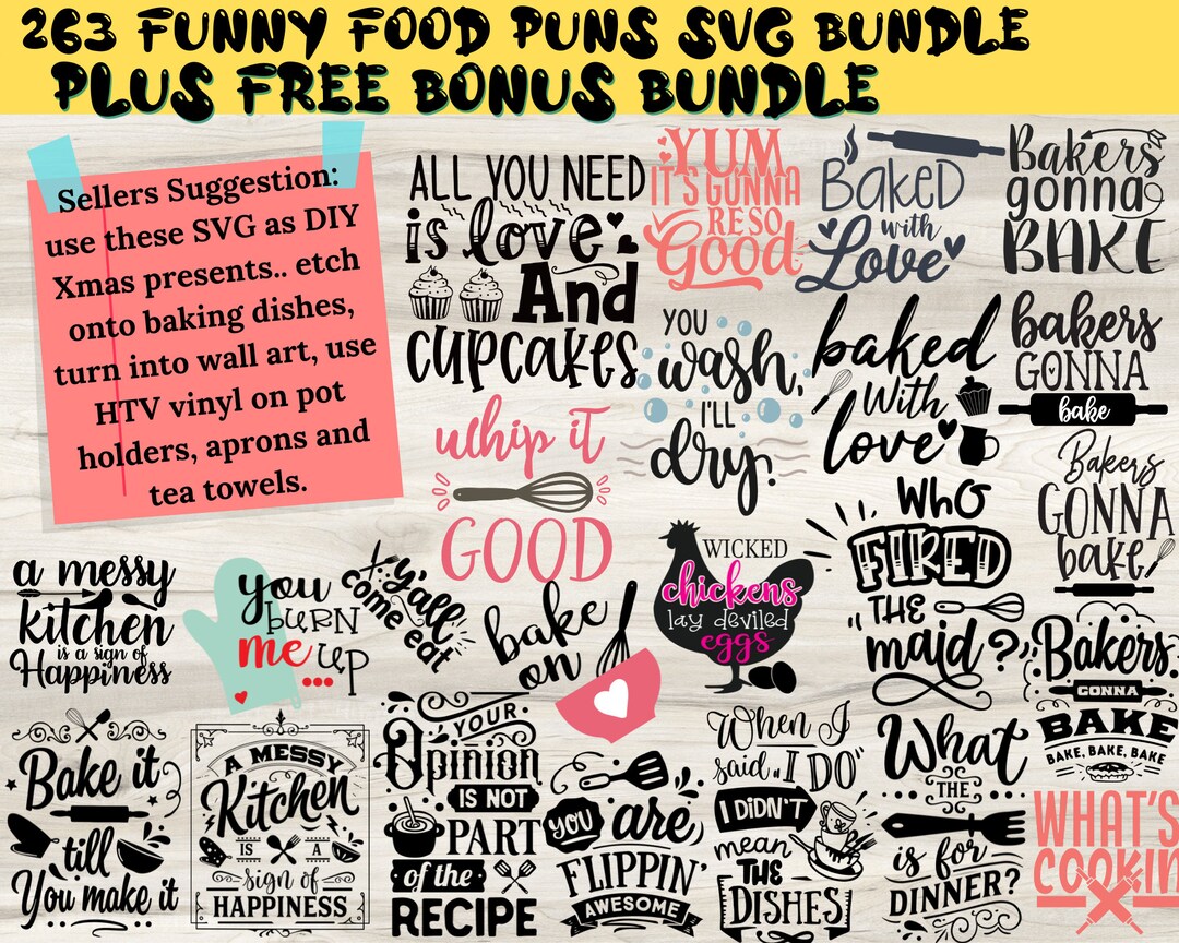 263 Funny Kitchen Quotes Svg Bundle Food Pun Svg Kitchen Svg - Etsy Canada