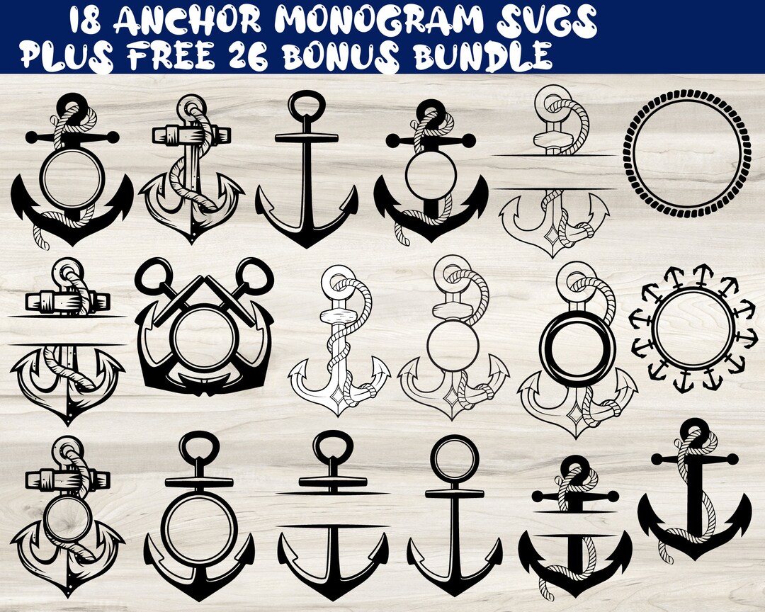 Anchor Svg, Nautical Svg, Nautical Theme Svg, Anchor Monogram Svg ...
