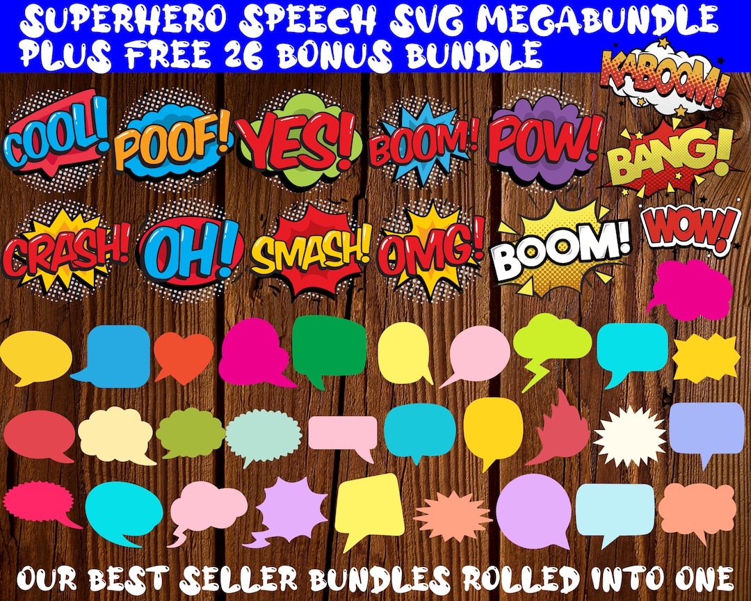 Superhero Speech Bubble Svg, Speech Bubble Svg, Pop Art Svg, Superhero ...