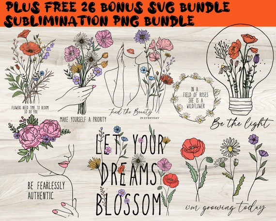 Boho Watercolor Clipart Sublimation Designs Png Flower - Etsy