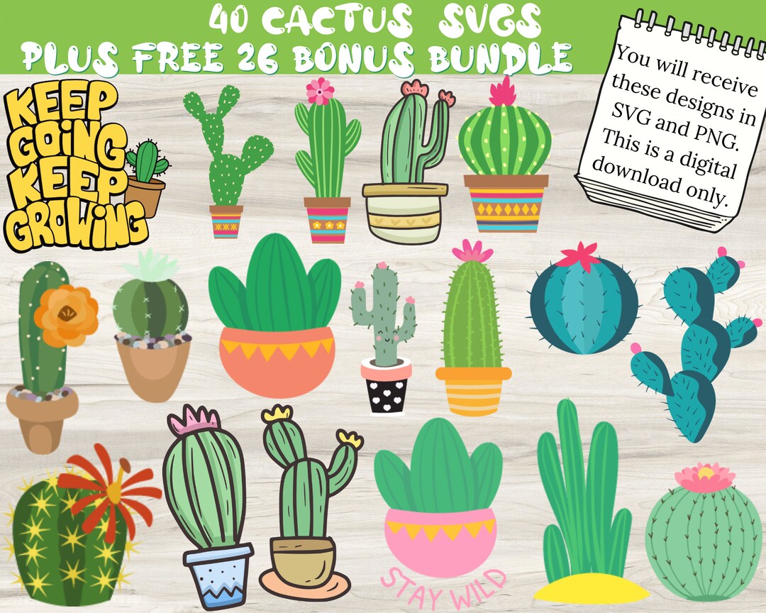 Cactus Svg Cacus Svg Bundle Cactus Png Cactus Clipart - Etsy Australia