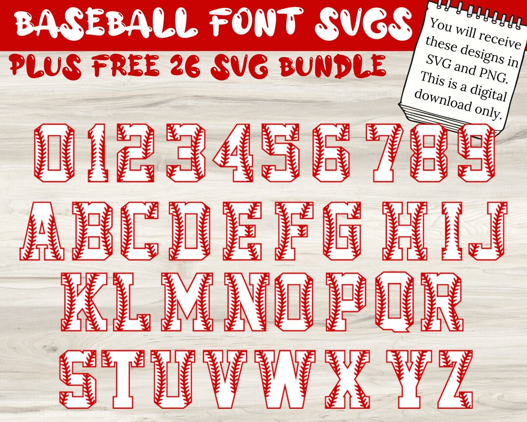 Baseball Svg, Baseball Font Svg, Baseball Font, Sport Font Svg, Varsity ...