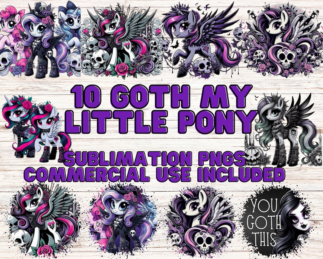 Goth My Little Pony Sublimation, Dark Fantasy Horse PNG, Punk Pony Png ...