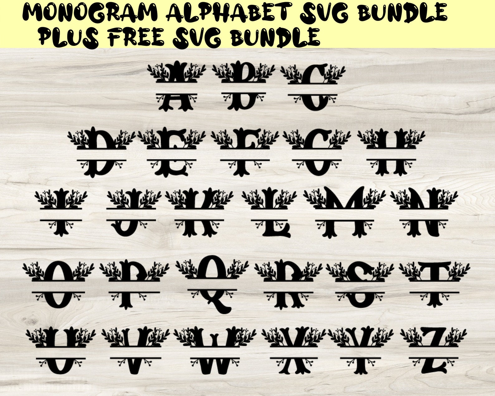 Flower Monogram Svg Floral Alphabet Svg Split Monogram Svg - Etsy