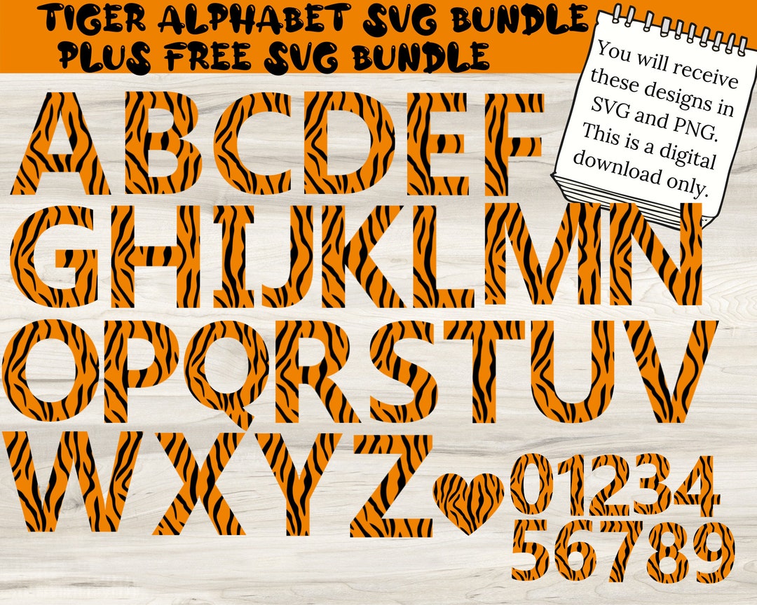 Font Svg, Tiger Print Alphabet Svg, Tiger Print Numbers, Animal Print ...
