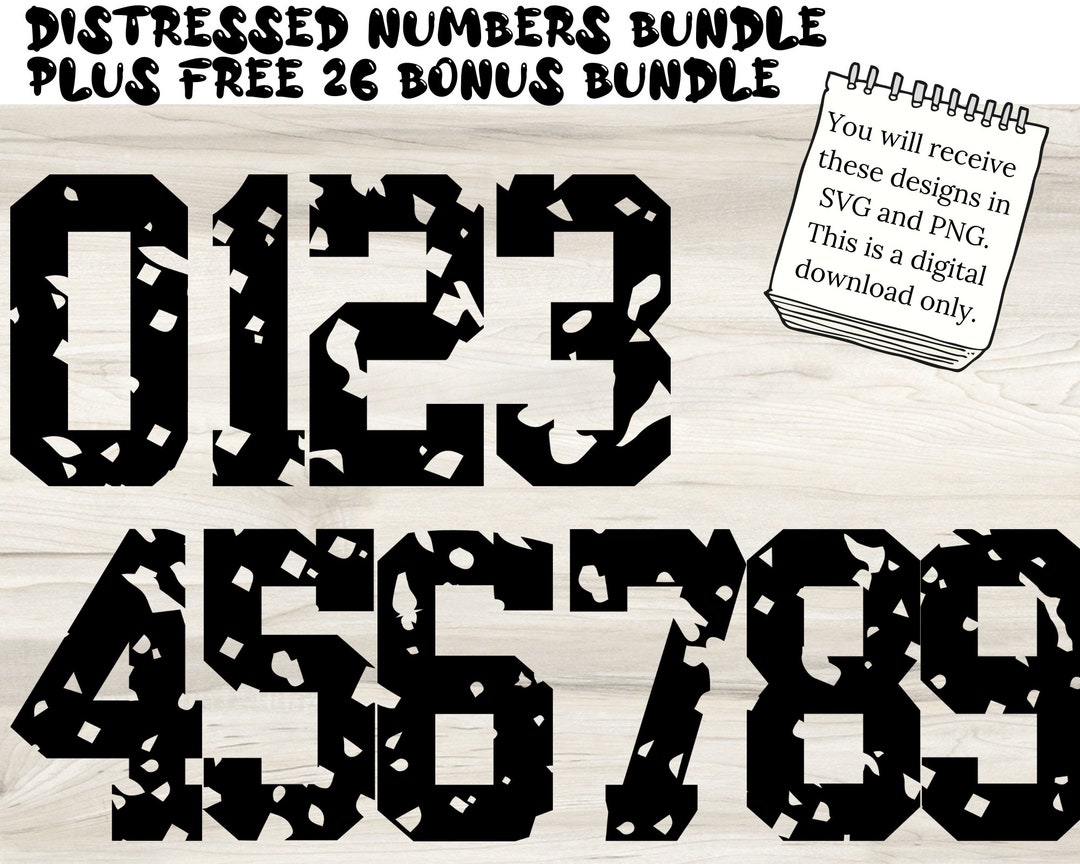 Distressed Numbers Svg Distressed Font Numbers Svg Font - Etsy