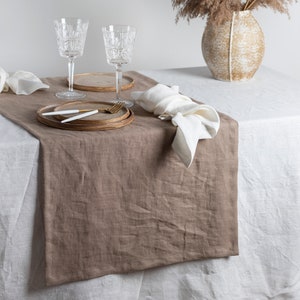 Linen Table Runner in Sand Color Stonewashed Linen Table - Etsy