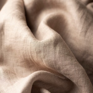 Natural Linen Fabric in Sand Color, Pure Softened Linen, 100% Flax by ...