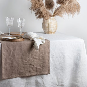 Linen Table Runner in Sand Color Stonewashed Linen Table - Etsy